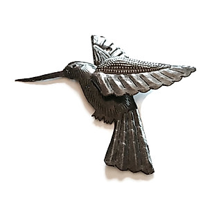 Hummingbirds, Set of 2, Nature Inspired Small Wall Hanging Ornamental Birds, Fall Garden Home Decorations, Good Luck Accent Plaques, Handmade in Haiti 6 x 5.5 Inches