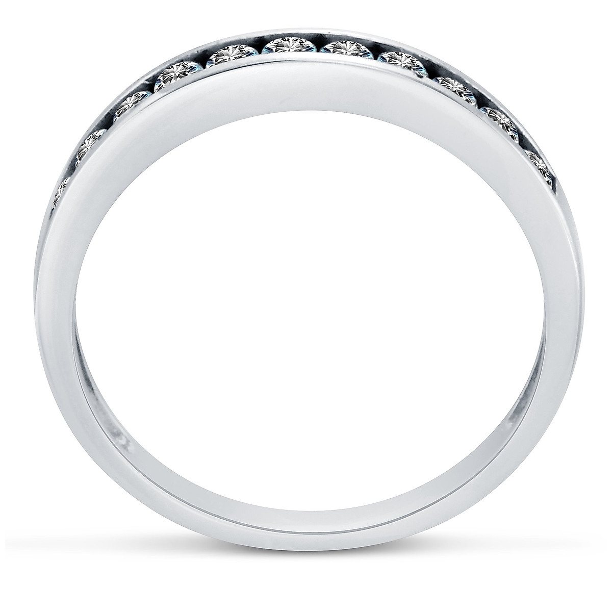 Size 7-2.5mm Solid 14K White Gold Round Cut Channel Set CZ Cubic Zirconia Classic Traditional Womens Ladies Wedding Band Ring (1/2 cttw.)