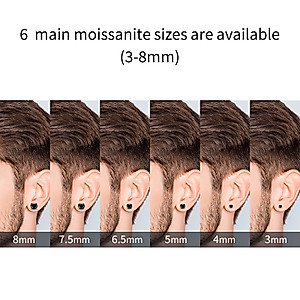 Black Moissanite Earrings 3MM to 8MM for Men Women, Lab Created Diamond 925 Sterling Silver Hypoallergenic Stud Gemstone Earrings, 18k Gold Plated, Jewelry Gifts (4MM)