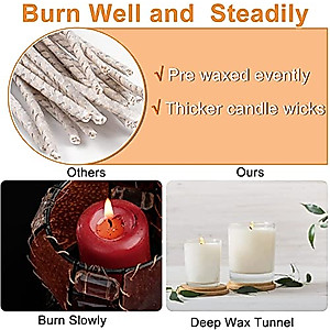 100pcs ECO Wicks for Soy Candles, 6 inch Pre-Waxed Candle Wick for Candle Making,Thick Candle Wick with Base