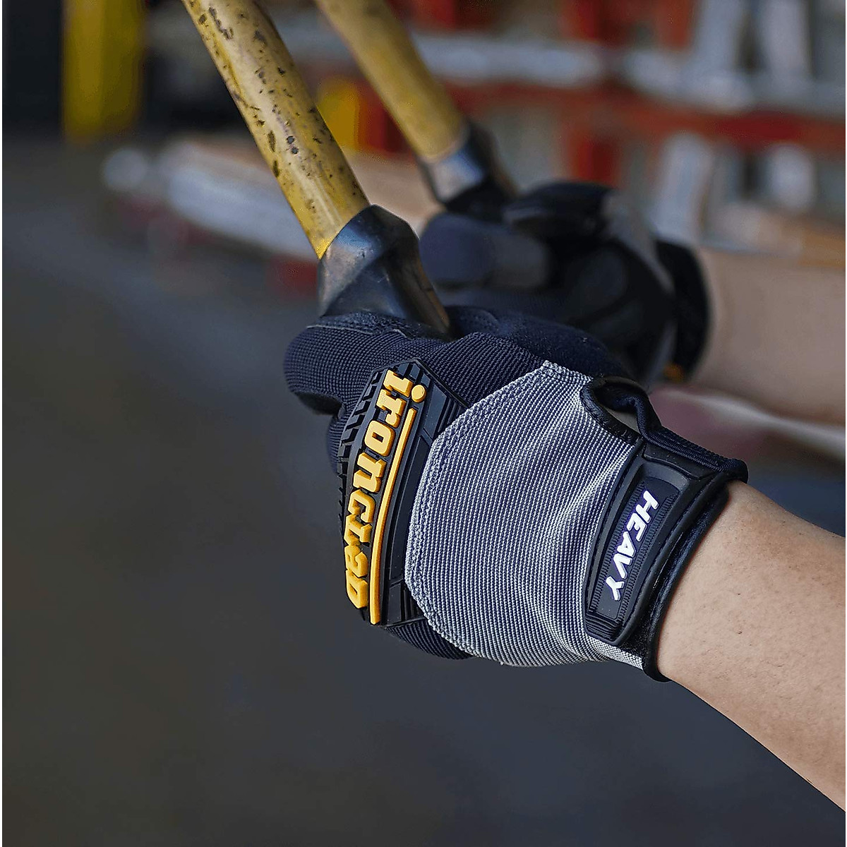 Ironclad Heavy Utility Work Gloves HUG, High Abrasion Resistance, Performance Fit, Durable, Machine Washable, (1 Pair), LARGE, Black & Grey