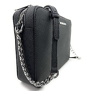 Michael Kors Women's Jet Set Item Crossbody Bag in Black with Silver hardware (Black/Silver)