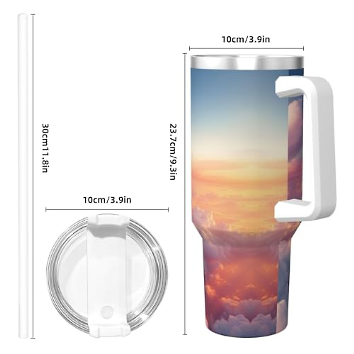 HULIBIN Beautiful Clouds Print Double Deck Stainless Steel Travel Coffee Cup With Lid 40 Oz Ice Bully Cup