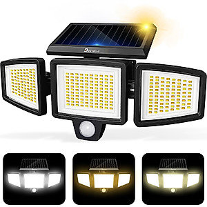 Destello Solar Lights Outdoor,Security Solar Powered Flood Lights, Upgraded High Efficiency Glass Solar Panel Motion Sensor Outdoor Lights,IP65 Waterproof,Outside Yard 3500LM,Adjustable Color 3 Modes