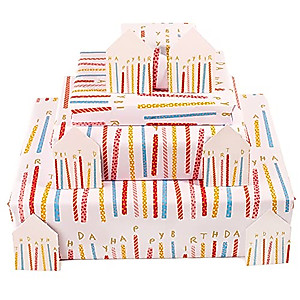 CENTRAL 23 - Happy Birthday Wrapping Paper - 6 Gift Wrap Sheets - Bday Candles - For Men Women Boys Girls - Made in the UK - Recyclable