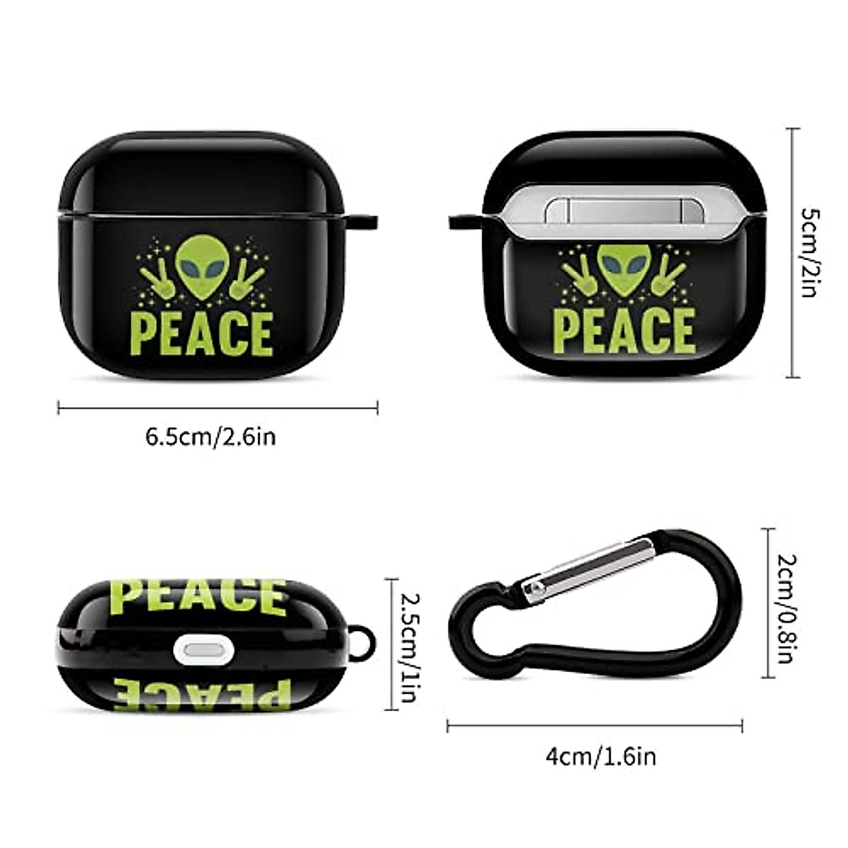 Alien Peace UFO Printed Bluetooth Earbuds Case Cover Compatible for Airpods 3 Protective Storage Box with Keychain