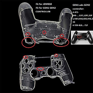 yueton Replacement Full Housing Controller Shell Case Cover Kit for Playstation 4 JDM 010