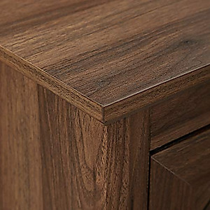 Walker Edison Modern Wood Grooved Buffet Sideboard with Open Storage-Entryway Serving Storage Cabinet Doors-Dining Room Console, 58 Inch, Dark Walnut
