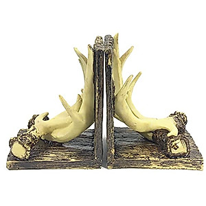 Bellaa Decorative Bookends Antler Rustic Unique Book Ends Home Office Books Shelves Stoppers Holder Nonskid Deer Cabin Decor Mountain Lodge 8 Inch