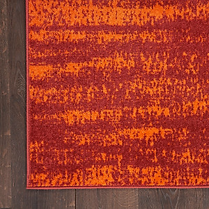 Nourison Essentials Indoor/Outdoor Solid Abstract Red 9' x 12' Area Rug, Easy Cleaning, Non Shedding, Bed Room, Living Room, Dining Room, Backyard, Deck, Patio (9x12)