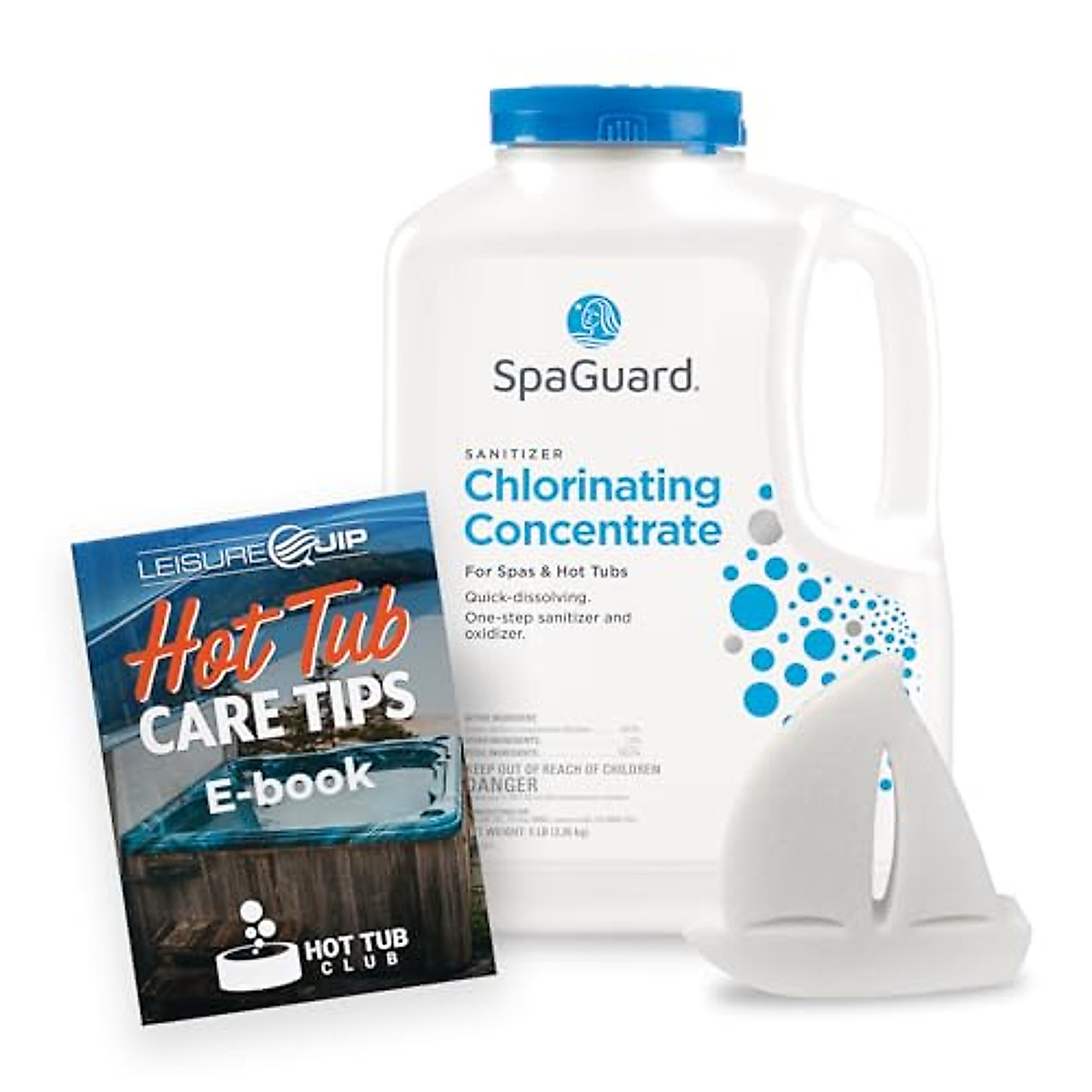 SpaGuard Chlorinating Concentrate 5lb Spa Chlorine with ScumBoat Scum Absorber & Digital Hot Tub Care Ebook