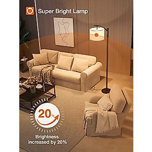 addlon Floor Lamp with 3CCT LED Bulb (9W), Lamp for Living Room with Beige Linen Lamp Shade, Modern Standing Lamp Floor Lamps for Bedrooms - Black