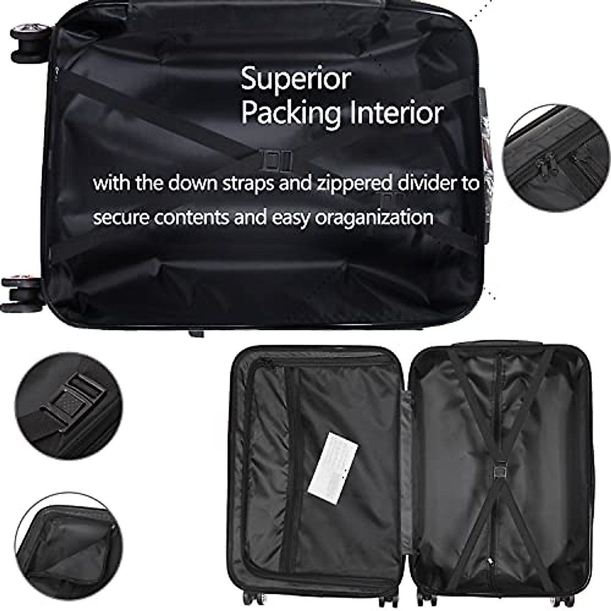 Tiktun Luggage Sets,PC+ABS Hardshell Lightweight Durable Spinner Wheels Suitcase, Blue, 3-Piece (20"/24"/28")