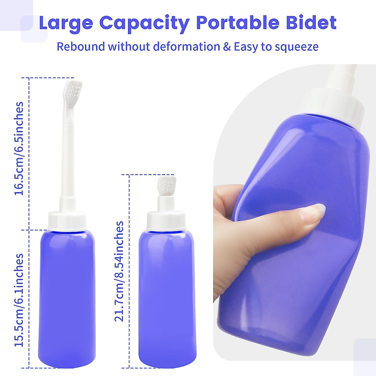 Portable Bidet 17oz Large Capacity Personal Travel Bidet Toilet 500ml Handheld Bidet for Traveling, Personal Hygiene, Postpartum, Perineal Care, 2PCS(Blue)