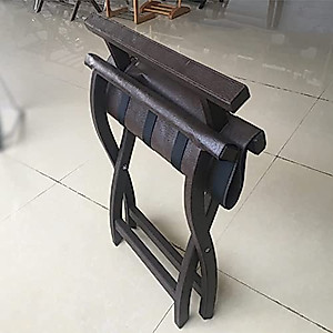 HAVMAK Guest Room Luggage Rack, Folding Suitcase Stand Luggage Rack, Folding with Back Curve Leg Luggage Rack Suitcase Stand Wooden Luggage Rack for Hotel Room (Color : Brown, Size : 60x45x67.5cm)