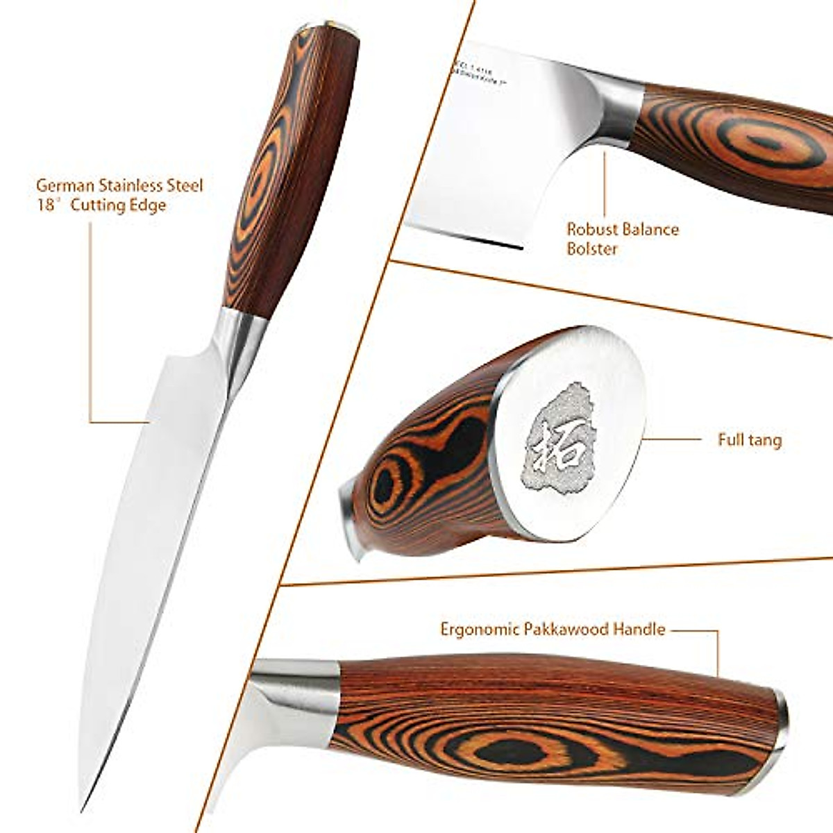 TUO Herb Rocking&Salad Knife- Vegetable Cleaver - High Carbon German Stainless Steel Kitchen Knife - Pakkawood Handle Veggie Chopper - Luxurious Gift Box Included - 7 inch - Fiery Phoenix Series