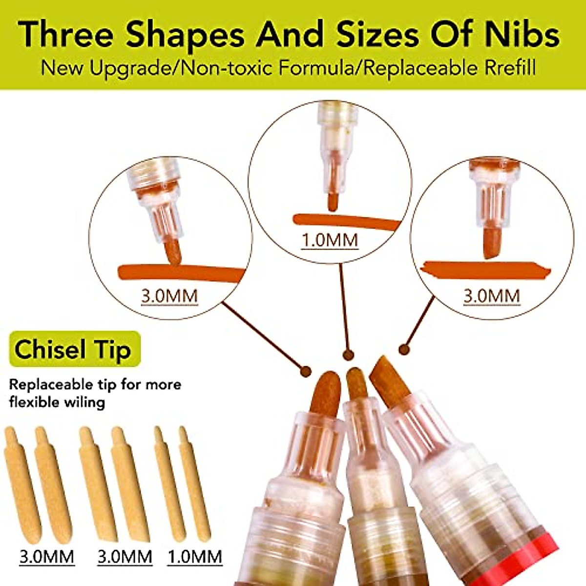 FUMILE Wood Burning Pen Set, 12PCS with 6PCS Scorch Pen Marker and Equipped with 6PCS Replacement Cores for DIY Wood Painting,Suitable for Artists and Beginners in DIY Wood Projects.