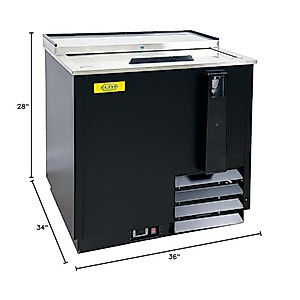 Elite Kitchen Supply Commercial Back Bar Beer Bottle Refrigerator, ETL NSF Horizontal Deep Well Fridge Cooler Merchandiser, 36" W Top Lid, White, 17 cases of 12 oz. cans Capacity