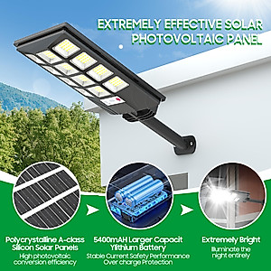 Kifflux Solar Lights Outdoor Waterproof - Wide Angle Solar Street Lights Outdoor Dusk to Dawn, 6500K Solar Flood Lights Outdoor with Motion Sensor, Solar Parking Lot Light for Outside, Yard(2 Pack)