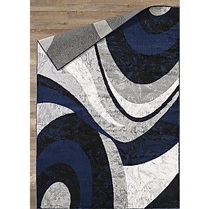 Yafa Home Fashion Modern Contemporary Swirls Design Area Rug, Luxurious, Elegant, and Fashionable Area Rug (Navy, 2 ft X 3 ft)
