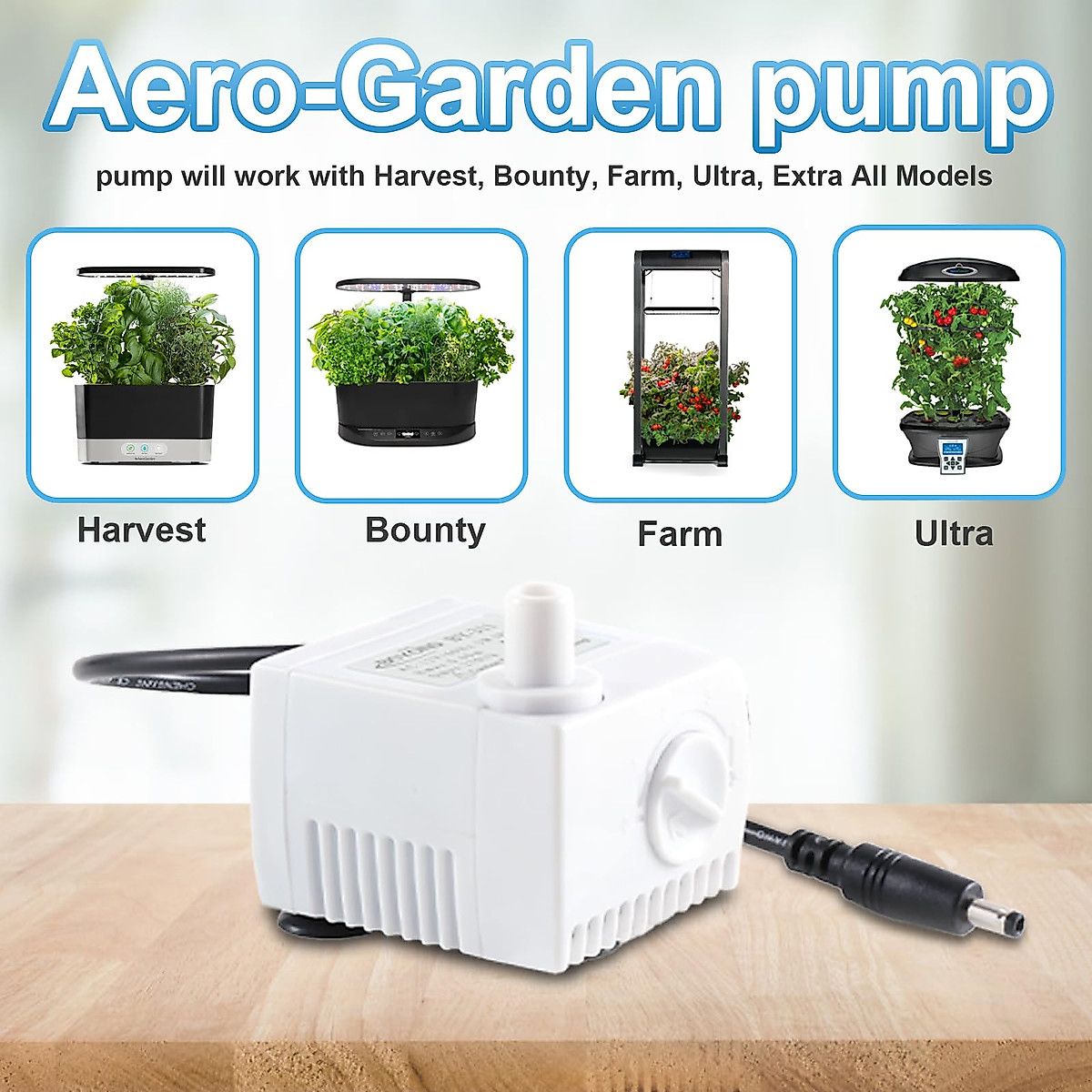 200623 Aero-Garden Pump with 10 Filters, Ultra Quiet Hydroponics Growing System Pump fit for Harvest Bounty Farm Extra Ultra All Model