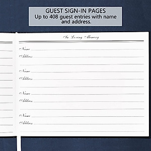 Spacobo Funeral Guest Book for Memorial Service in Loving Memory Guest Book for Funeral Guest Sign in Book (Book, Navy)