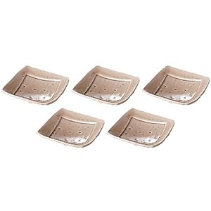 セトモノホンポ(Setomonohonpo) Set of 5 Rose Pink Modified Rim Square Small Plates [3.7 x 3.3 x 0.8 inches (9.5 x 8.4 x 2.1 cm) | Transforming Plates