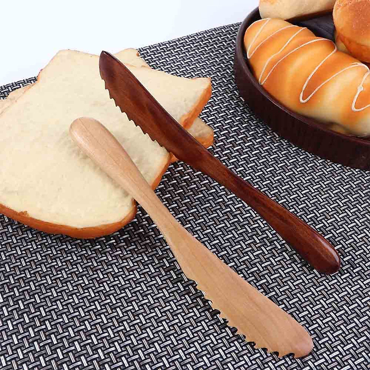 Leadigol 4PCS Wooden Butter Scraper,Non Stick Thick Handle Wood Butter Japan Style Butter Spreader for Kitchen