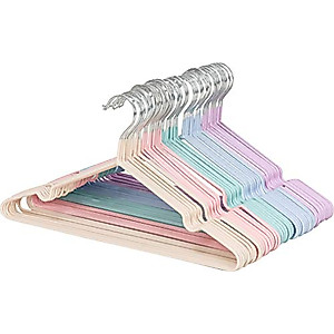 Lomani Colored Steel Clothes Hangers, Non Slip Hangers, Durable Heavy Duty, Coat Hangers, No Shoulder Bump Suit Hangers, Laundry Metal Hangers, Space Saving Adult Clothes Hangers 60 Pack-Random Color