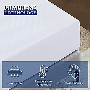 Opoiar 10 Inch Queen Mattress, Green Tea Memory Foam Mattress Queen Size in a Box,Medium Firm Feel Gel Infused Mattress with White Cover,Supportive,Made in USA,CertiPUR-US