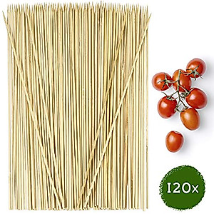 LIVAIA Wooden BBQ Skewers: 120 x Premium Bamboo Barbecue Skewers and Kebab Skewers Wood Extra Long - Wooden Skewers for Crafts - Round Wooden Skewers - Wooden Stick 11.4in - Bamboo Grill Skewers