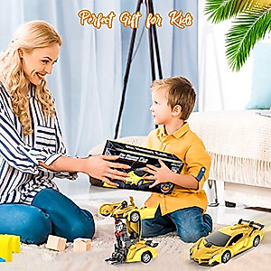 Desuccus Remote Control Car, Transform Robot RC Car for Kids, 2.4Ghz 1:18 Scale Model Racing Car with One-Button Deformation, 360°Drifting, Transforming Robot Car Toy Gift for Boys and Girls