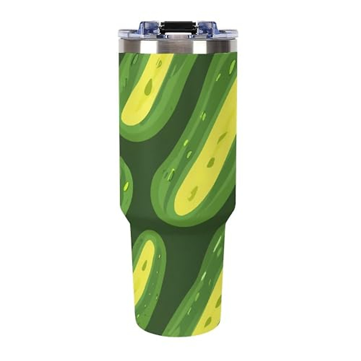Abstract Cucumbers Pickles 40oz Water Bottle Double Wall Insulated Tumbler with Handle Leakproof Travel Mug White-style