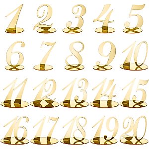 Table Numbers Wedding Table Numbers Acrylic Table Numbers for Wedding Reception Table Numbers Stands with Holder Base Elegant Mirror Table Numbers for Wedding Party Event Catering (Gold)
