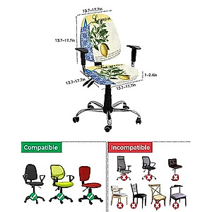 Big buy store Office Chair Cover Lemon and Leaves Desk Chair Cover Stretch Elastic Universal Computer Chair Covers Butterfly Blue Lattice Flower Pattern Stretch Rotating Chair Slipcovers Protectors