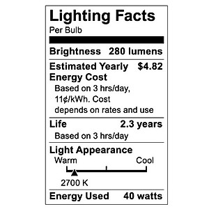 Satco S3721 130V Medium Base 40-Watt A15 Light Bulb, Frosted