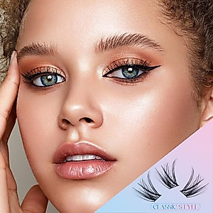 LANKIZ DIY lash Extensions Wispy, Lash Clusters Individual Lash Extensions,168 Clusters C+ D Mix Curl, Soft & Lightweight 10-16mm Mix Resuale Wide Band+Mix Style Cluster Lashes (Classic C/D)