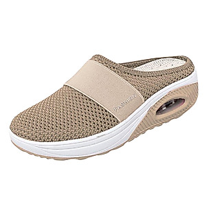 JWSVBF Wide Width Sneakers Sandals for Women, Mesh Slingback Breathable Casual Wedges Thick Sole Slipper, Fashion Sandals Women Comfortable Closed Toe, Non-Slip Fitness Running Sports Shoes
