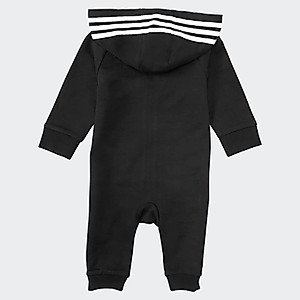 adidas unisex baby Infant Girls' and Boys' Long Sleeve Hooded Coverall Overalls, Black, 24 Months US