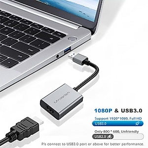 USB to HDMI Adapter for Monitor Windows 11/10 / 8, HDMI USB 3.0 Converter for Laptop, USB HDMI Cable Adapter Multiple Monitors for Desktop PC TV