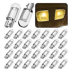 AUCELI 30 Pcs LED Light Bulbs 6000K, 12V Error Free Interior Bulbs for Cars, Dome Map License Plate Glove Box Light, Colored 194 Wedge COB LED Bulbs, Map Lights, Reading Lights