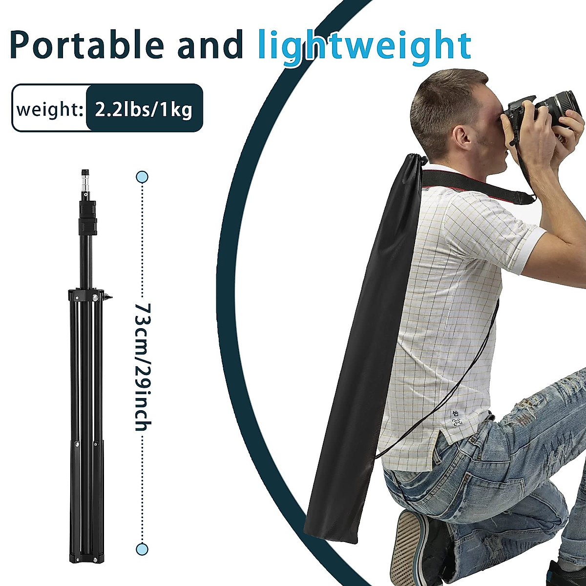 Altson 7 Ft Aluminum Light Standk Light Photography Tripod Stand with Case, Portable Photo Video Tripod Stand for Speedlight, Flash, Softbox, Umbrella, Strobe Light, Camera