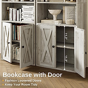 IRONCK Industrial Bookshelves and Bookcases with Doors 11.8 in Depth Set of 2 Floor Standing 5 Shelf Display Storage Shelves Bookcase Home Decor Furniture for Home, Office, Living Room, Bedroom