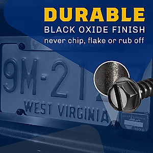 Black License Plate Screws, Rustproof 18-8 Stainless Steel, Black Oxide Finish Applied in The USA by Makers Bolt (Pack of 4)