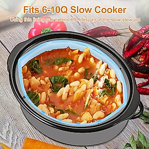 Ghojet Silicone Slow Cooker Liners Fits 6-10 QT Crock Pot Orange and Blue Silicone Crock Pot Liners Reusable Crock Pot Bags Liners for Round or Oval Pots Large Size Dishwasher Safe Leak-Proof Cooking