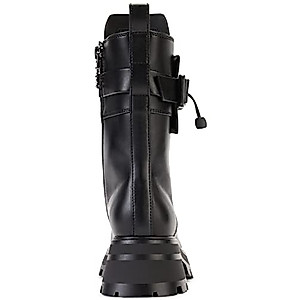 DKNY Women's Sava Lace Up Buckled Combat Boot Fashion, Black, 6