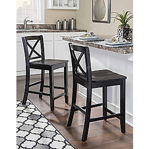 Linon Home Dcor Black X Back Counter Stool, 16" W x 17.91" D x 37.01" H