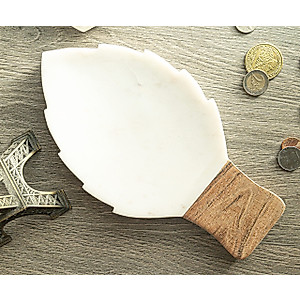 Wood & Marble Leaf Shaped Platter, Kitchen Serving Platter, Tray, Charcuterie Board, Gifts, Entertaining, for Candles