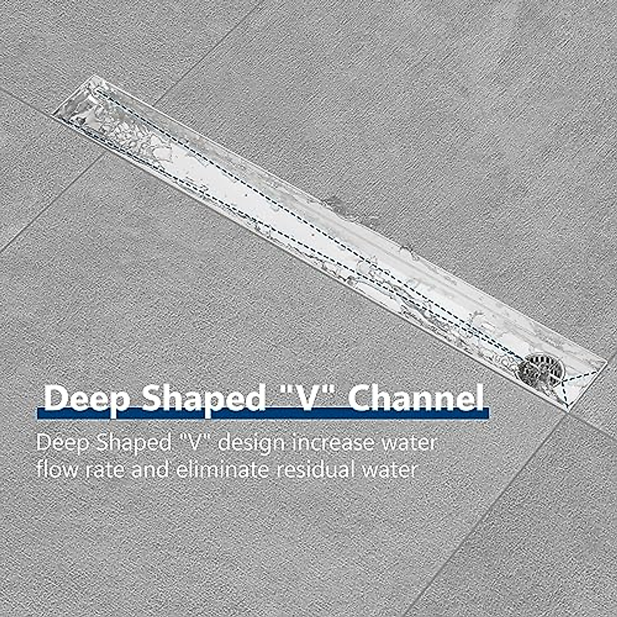 Neodrain 32-Inch Offset Linear Shower Drain with Tile Insert Grate Cover, Brushed 304 Stainless Steel Rectangle Side Outlet Shower Floor Drain, Adjustable Leveling Foot, Hair Strainer/Catcher