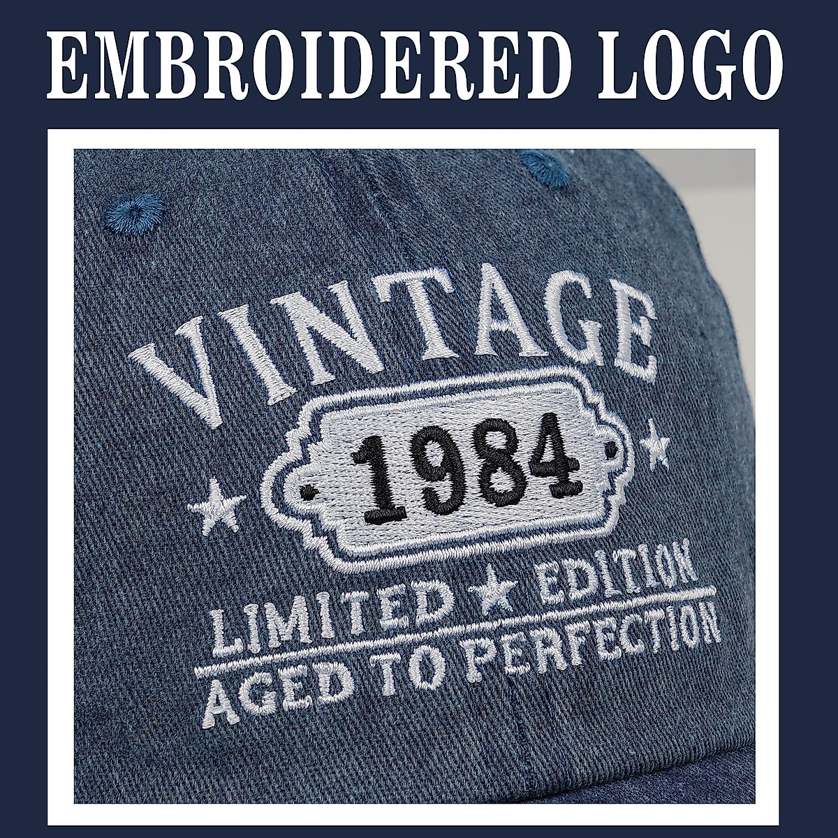 40th Birthday Gifts Women Men Vintage 1984 Embroidered Baseball Cap Gift Ideas Hat (Blue)